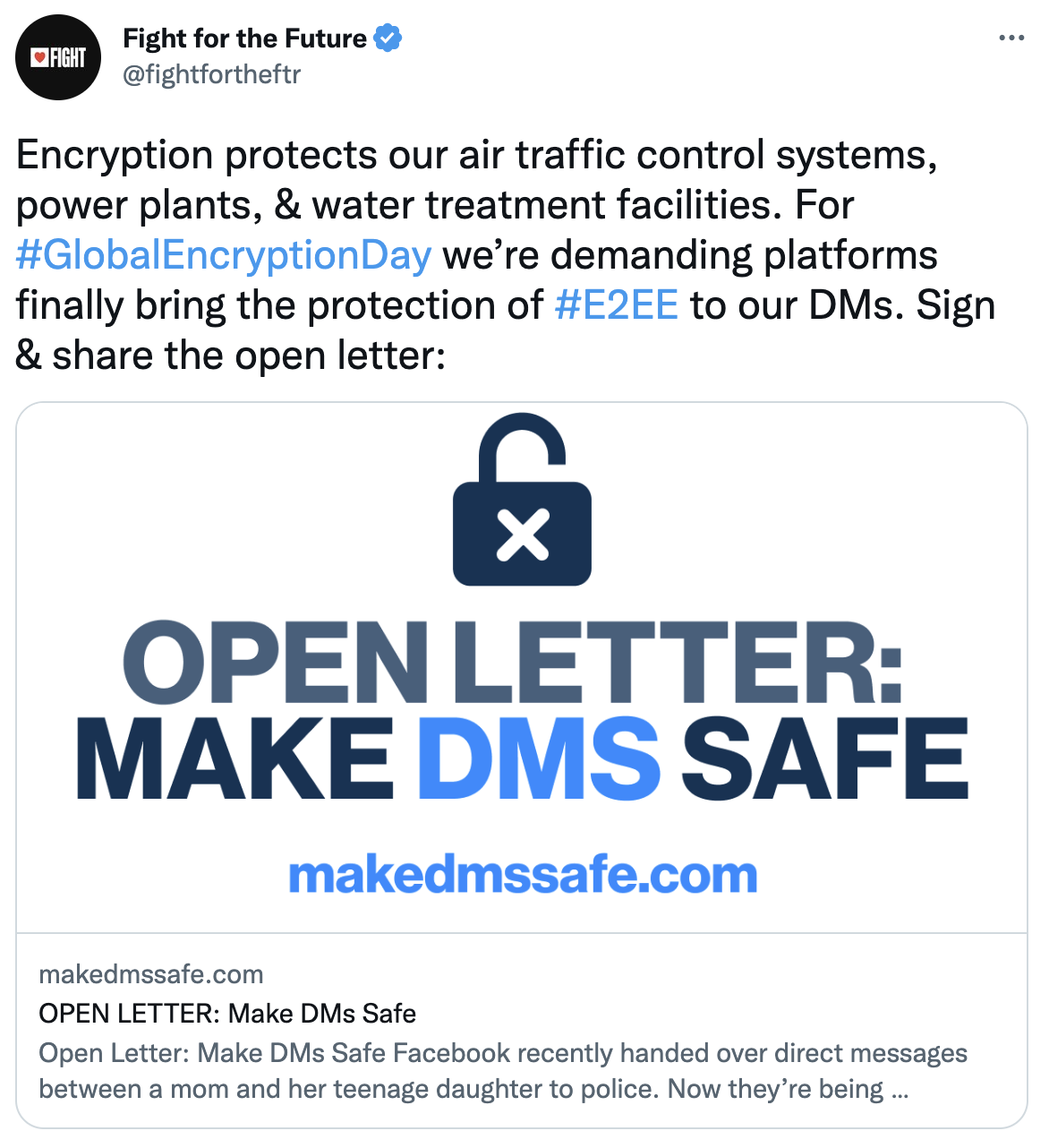 OPEN LETTER: Make DMs Safe