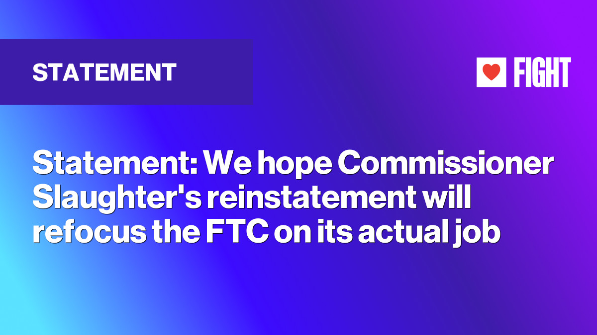 Statement: We hope Commissioner Slaughter’s reinstatement will refocus ...